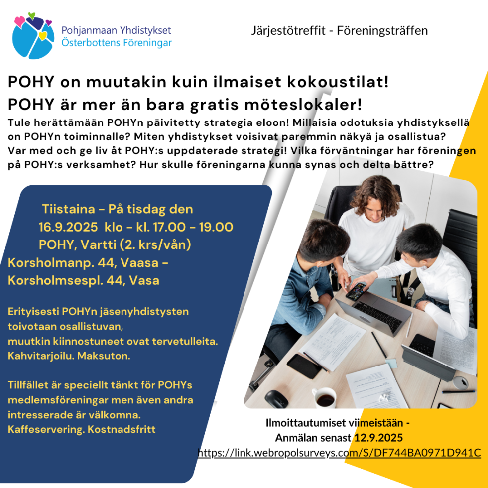 Järjestötreffit 16.9.2025 Föreningsträffen | Pohjanmaan Yhdistykset ry